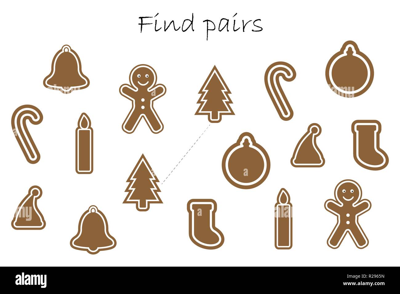 Find pairs of identical pictures, fun education game with christmas ...
