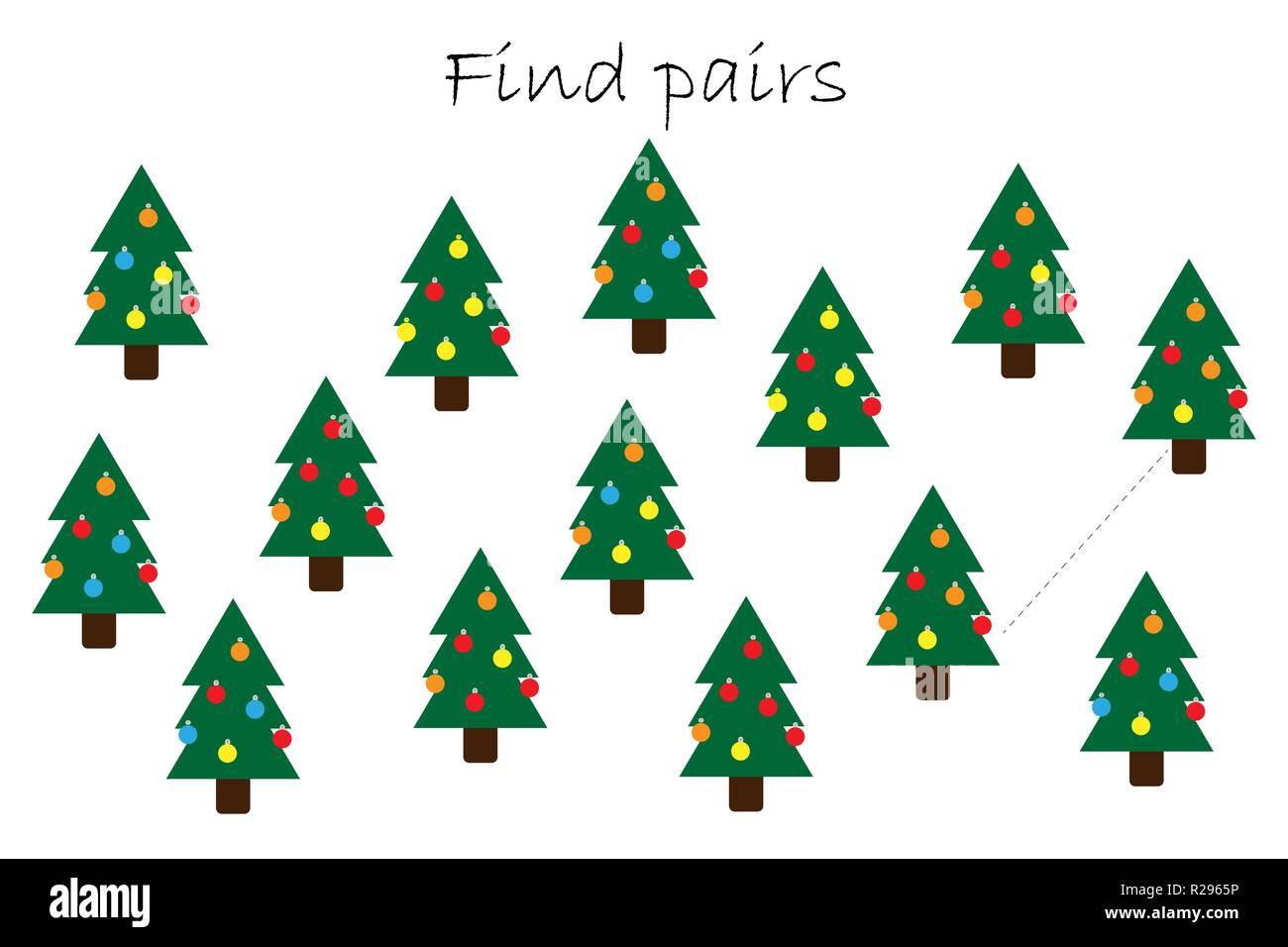 Find pairs of identical pictures, fun education game with christmas ...