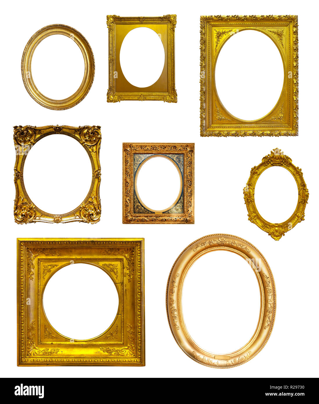 Set of oval picture frames. Isolated on white background, may be used ...