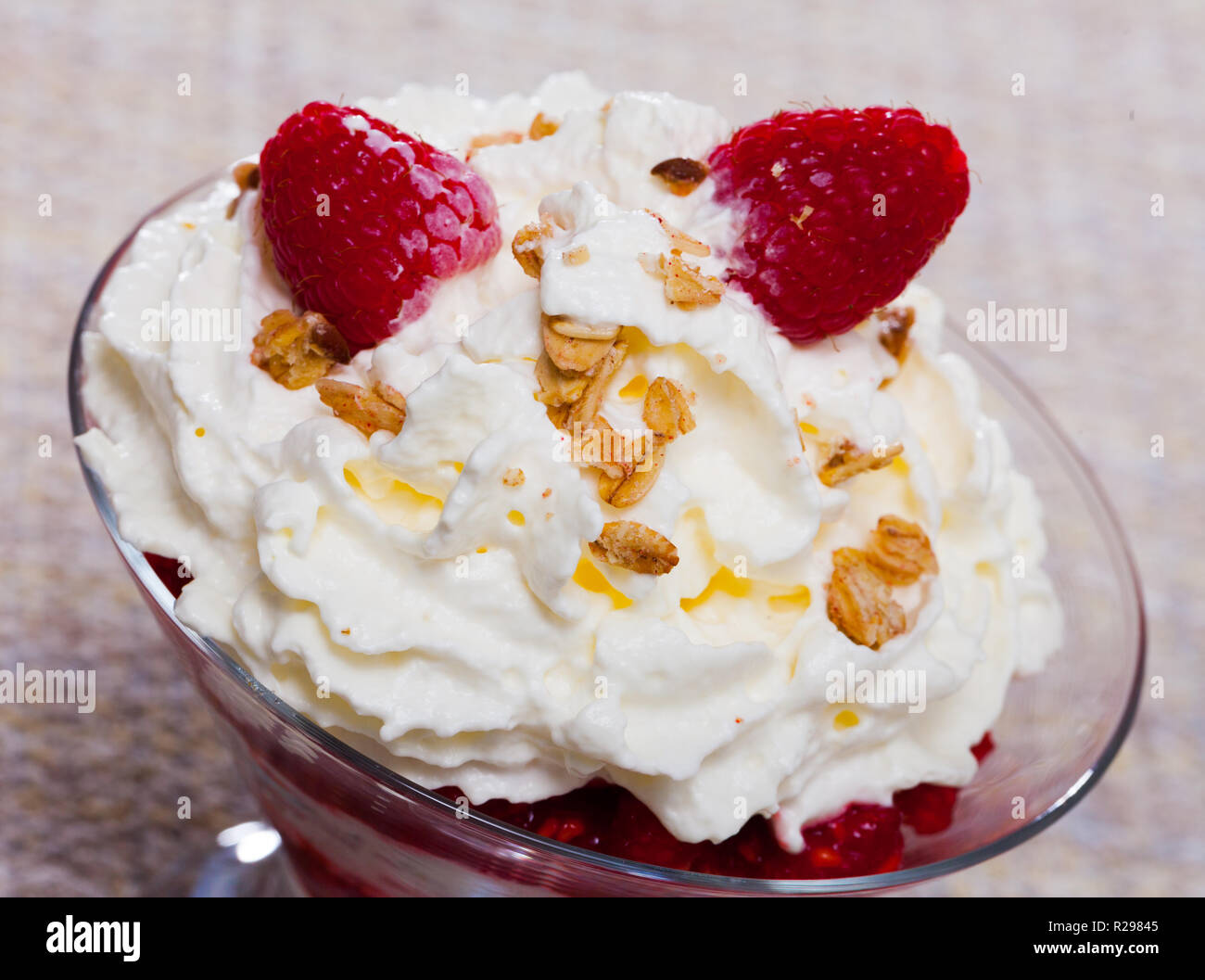 Cranachan, traditional Scottish dessert with whipped cream, whisky ...