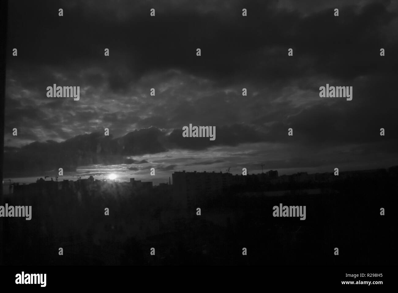 Dark clouds blue purple Black and White Stock Photos & Images - Alamy