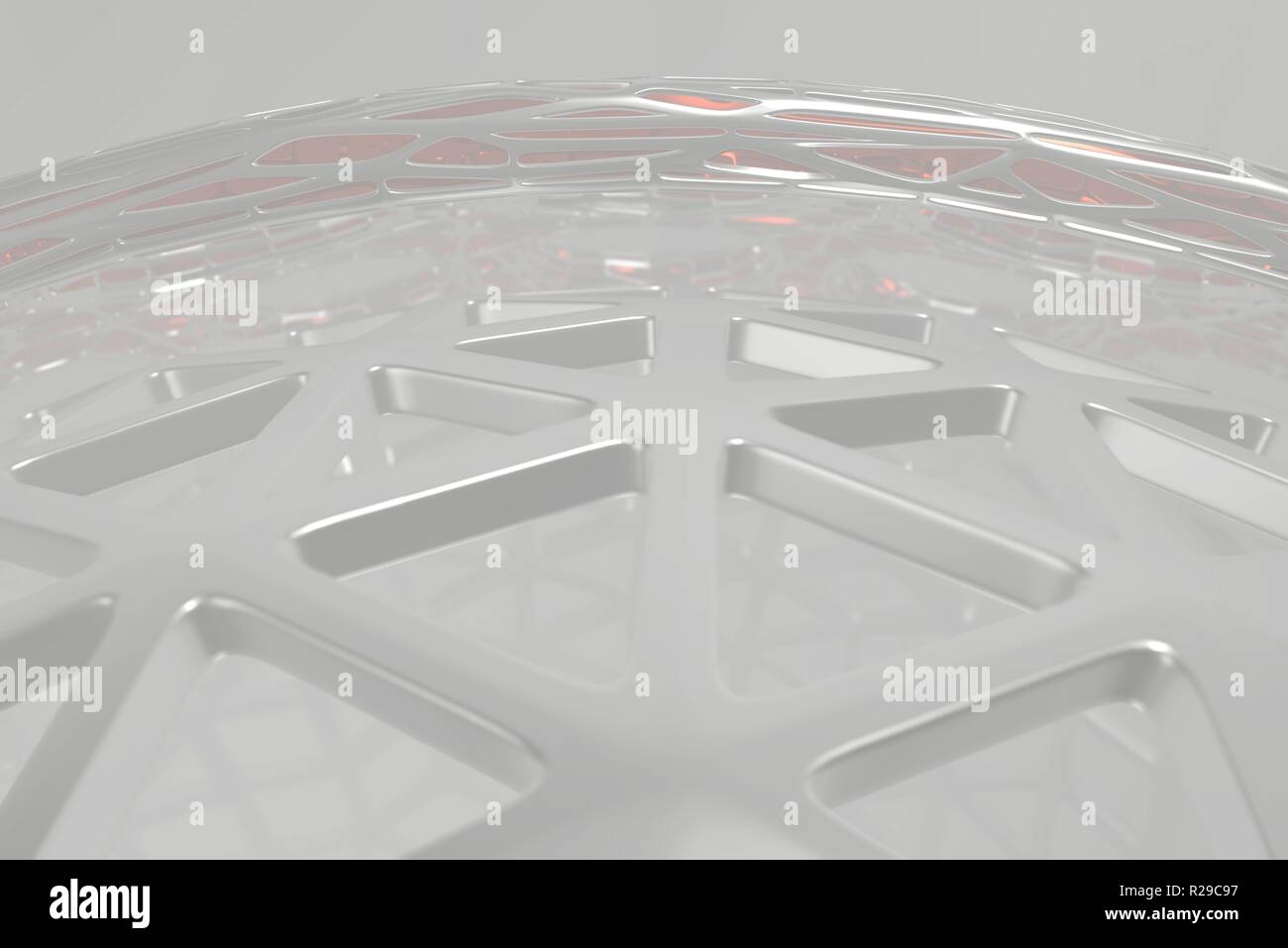 Abstract 3d rendering concept of high poly architecture with steel and ...