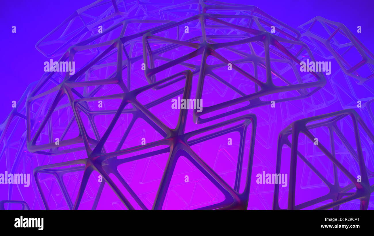 Abstract 3d rendering concept of high poly sphere with chaotic mesh ...