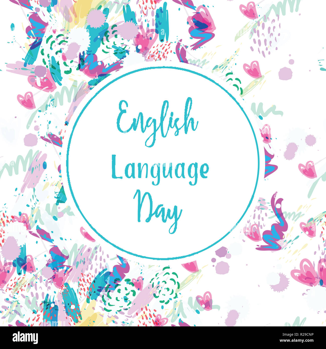 Greeting card of the English Language Day Stock Photo - Alamy