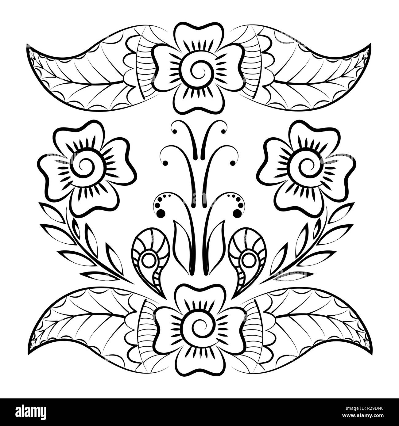 Oriental flower patterns in Black and White Stock Photos & Images - Alamy