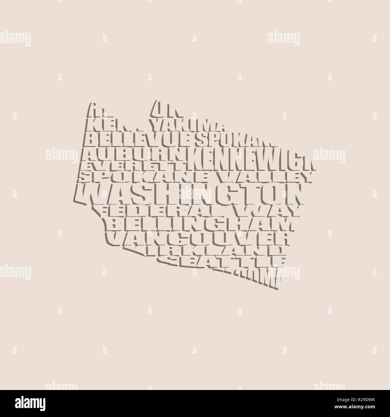 Word cloud map of Washington state Stock Vector Image & Art - Alamy