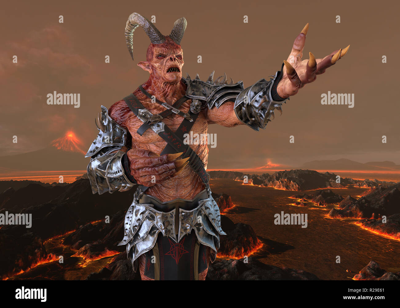 Demon monster on fantasy background 3D illustration Stock Photo - Alamy