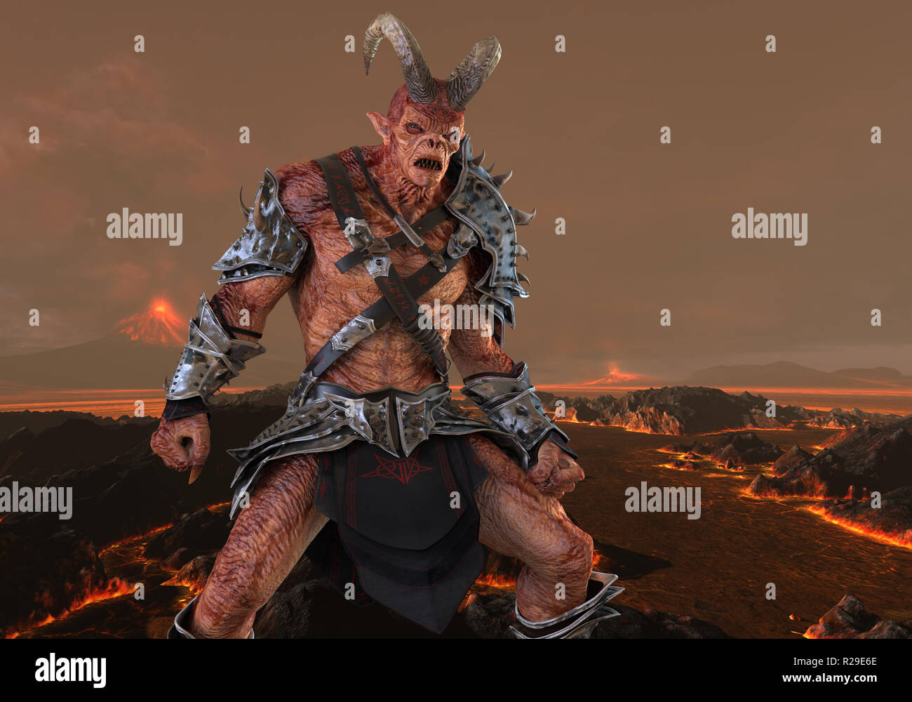 Demon monster on fantasy background 3D illustration Stock Photo - Alamy