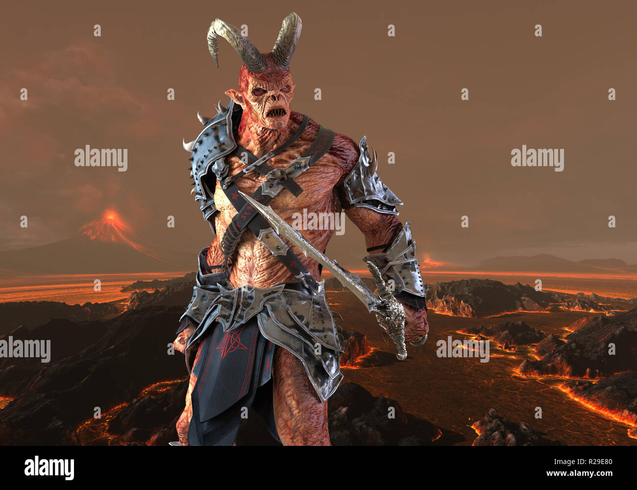 Demon monster on fantasy background 3D illustration Stock Photo - Alamy