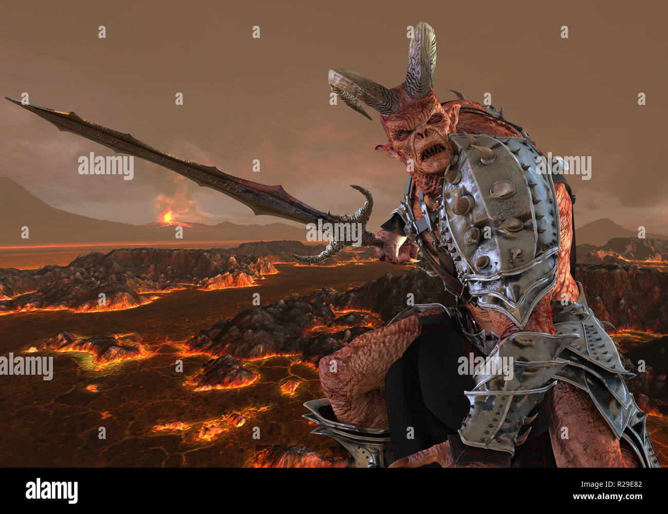 Demon monster on fantasy background 3D illustration Stock Photo - Alamy