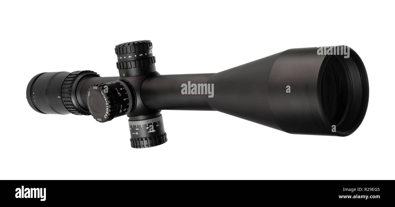 Sniper scope angled and isolated on a white background Stock Photo - Alamy
