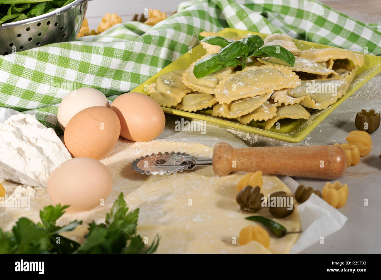 traditional italian ravioli filled with a ricotta cheese and spinach ...