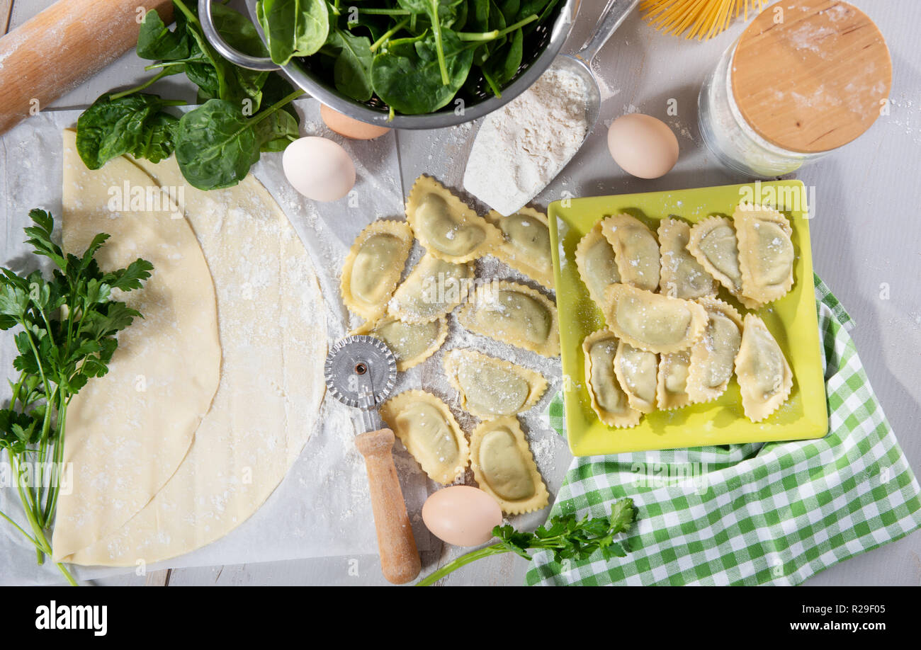 traditional italian ravioli filled with a ricotta cheese and spinach ...