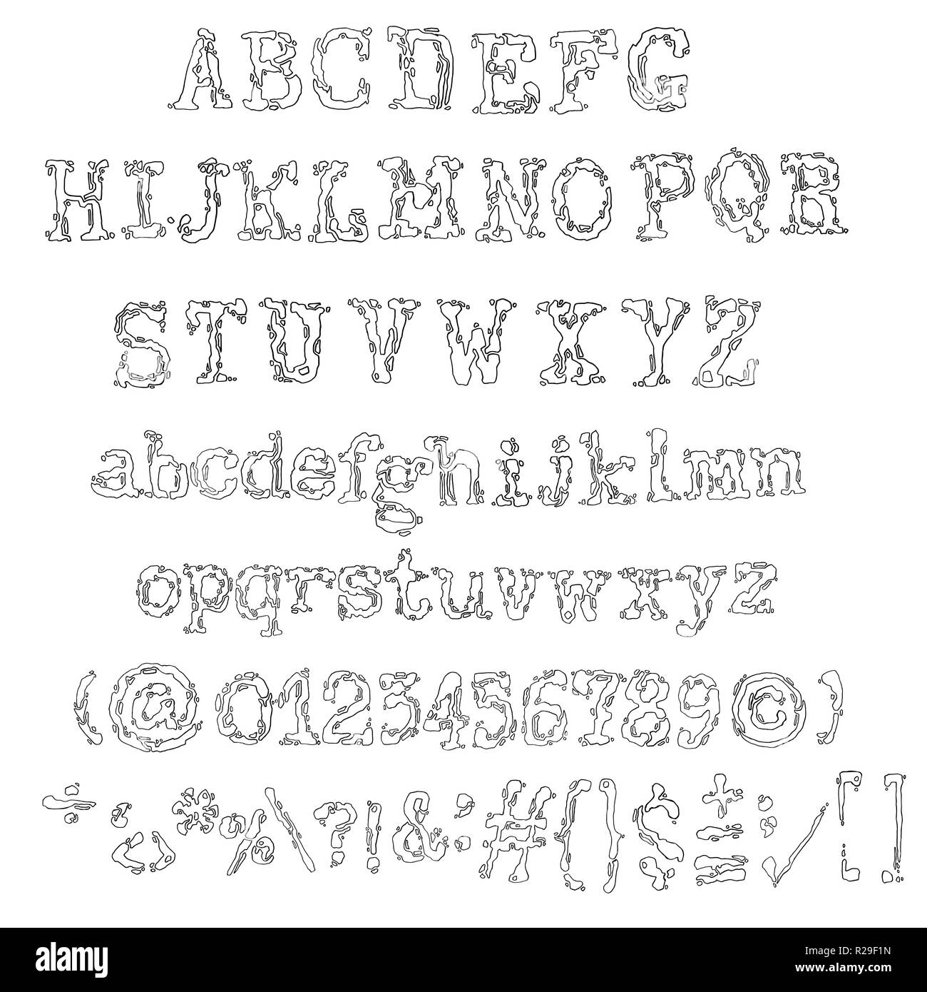 Vector old typewriter font style. Vintage font. Old grunge font Stock ...