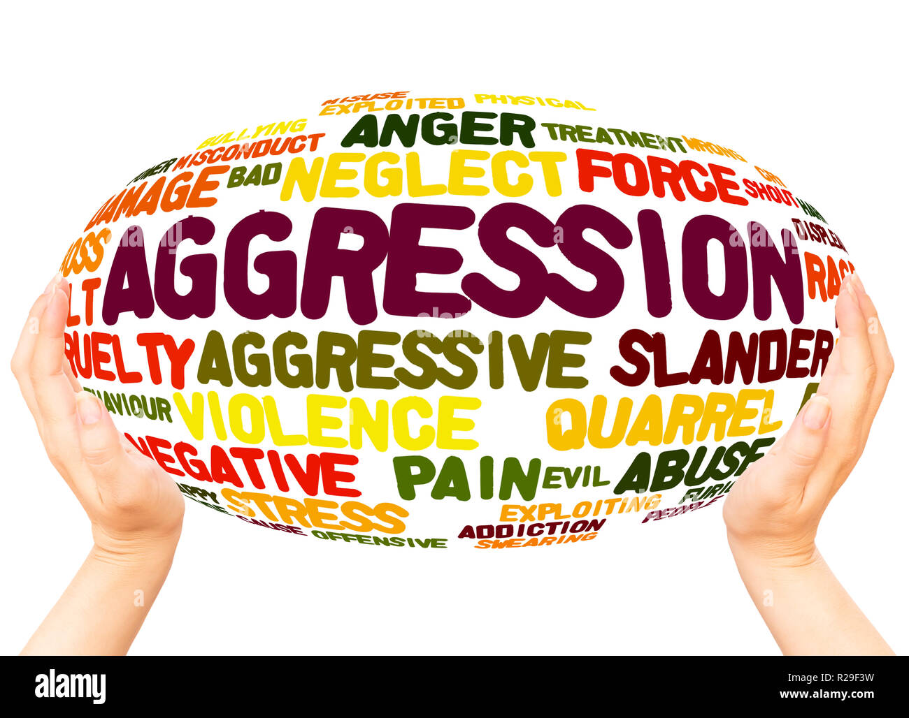 Aggression word cloud hand sphere concept on white background Stock ...