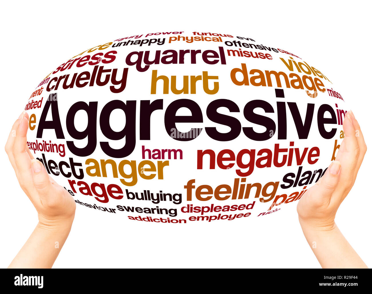 Aggressive word cloud hand writing concept on white background Stock ...