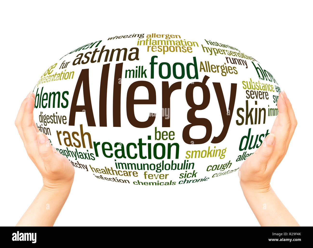 Allergy word cloud hand sphere concept on white background Stock Photo ...