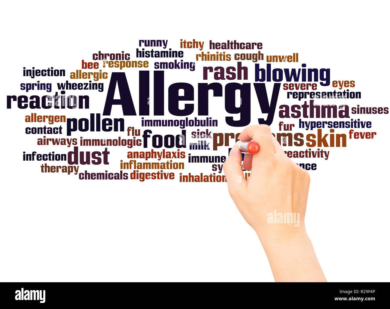 Allergy word cloud hand writing concept on white background Stock Photo ...