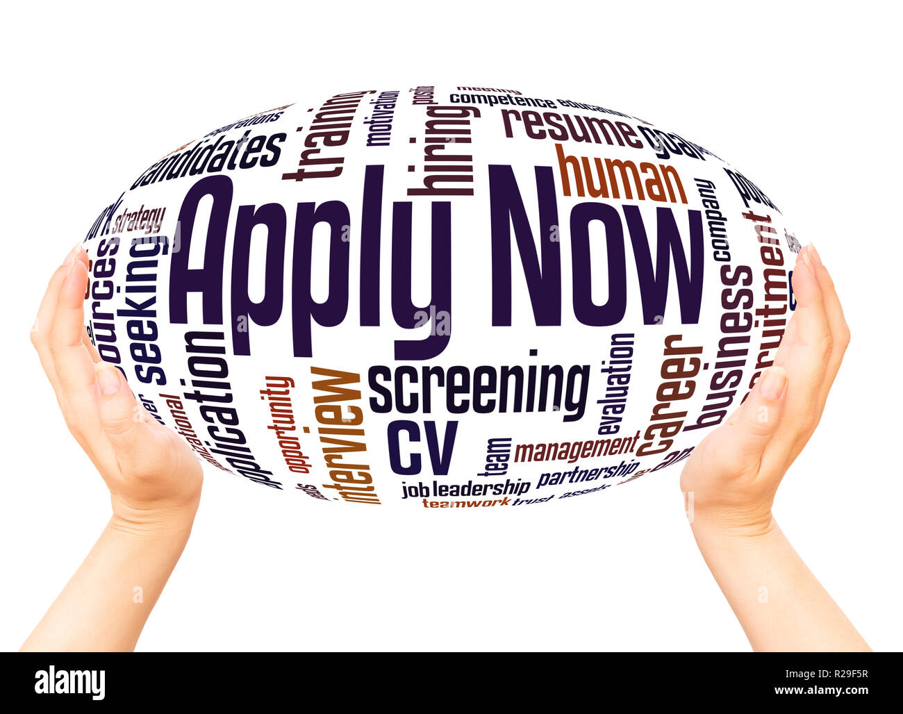 Apply Now word cloud hand sphere concept on white background Stock ...