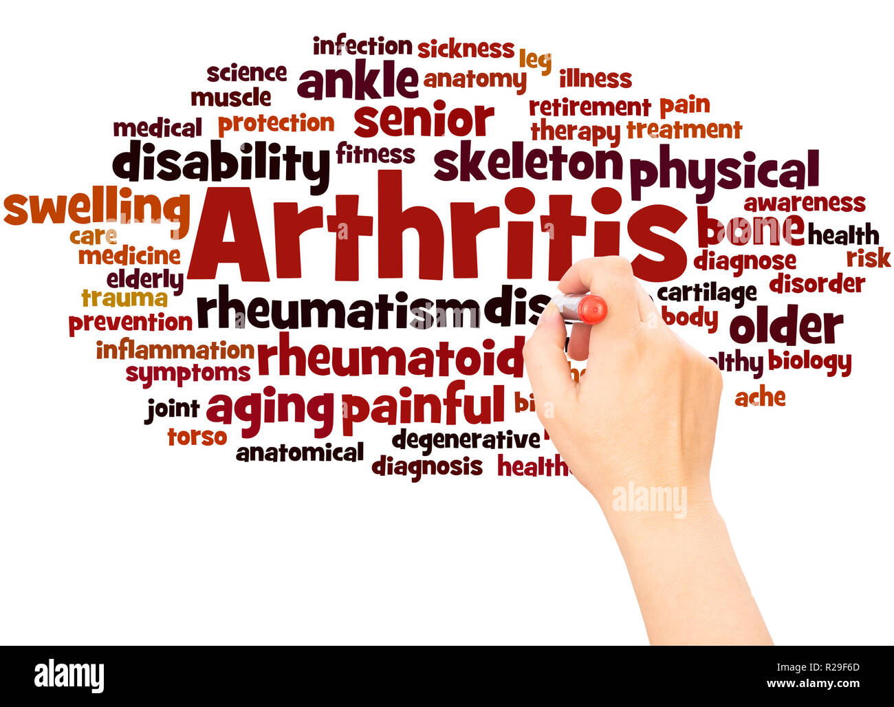 Arthritis word cloud hand writing concept on white background Stock ...