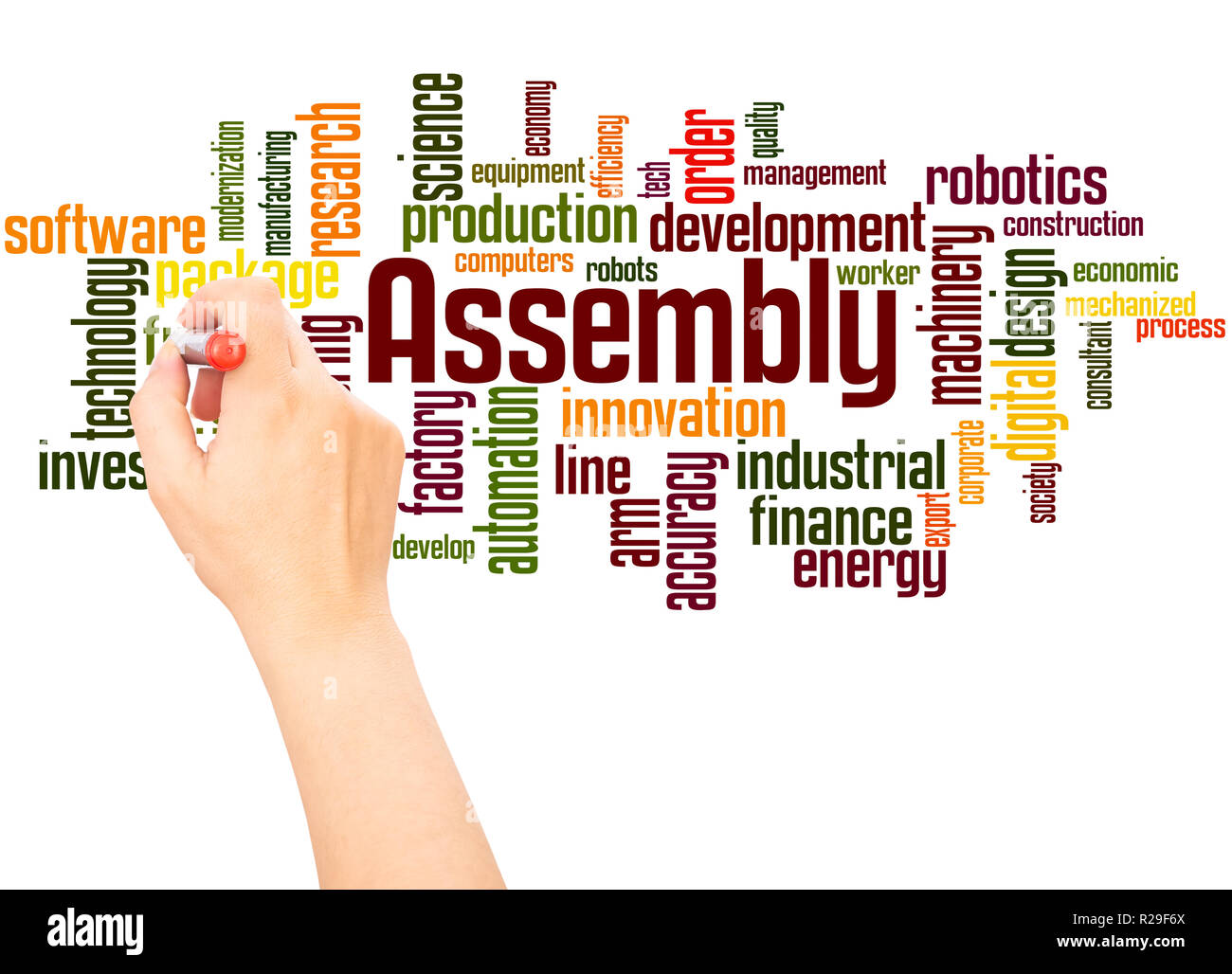 Assembly word cloud hand writing concept on white background Stock ...