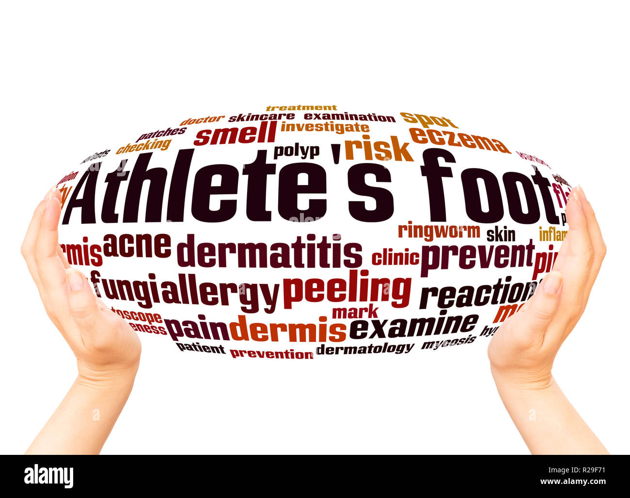 Athlete's foot word cloud hand sphere concept on white background Stock ...