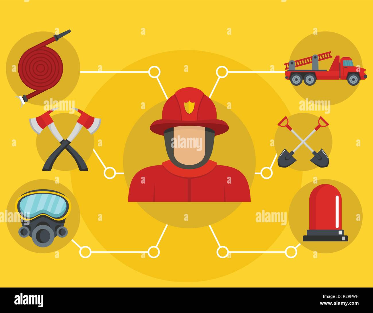Firefighter banner. Flat illustration of firefighter vector banner for ...