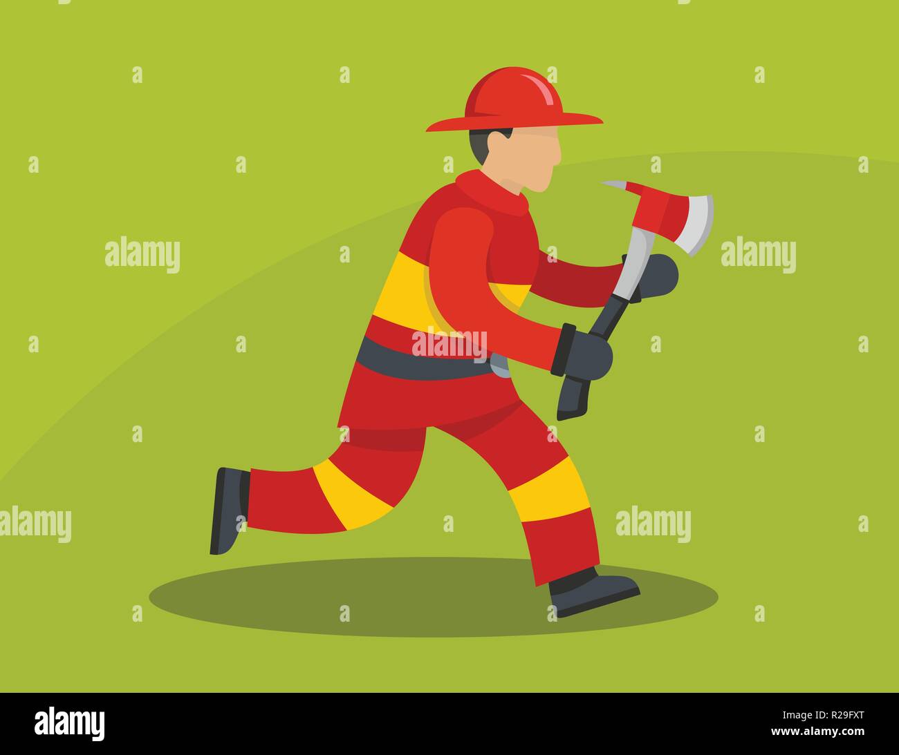 Running firefighter concept. Flat illustration of running firefighter ...