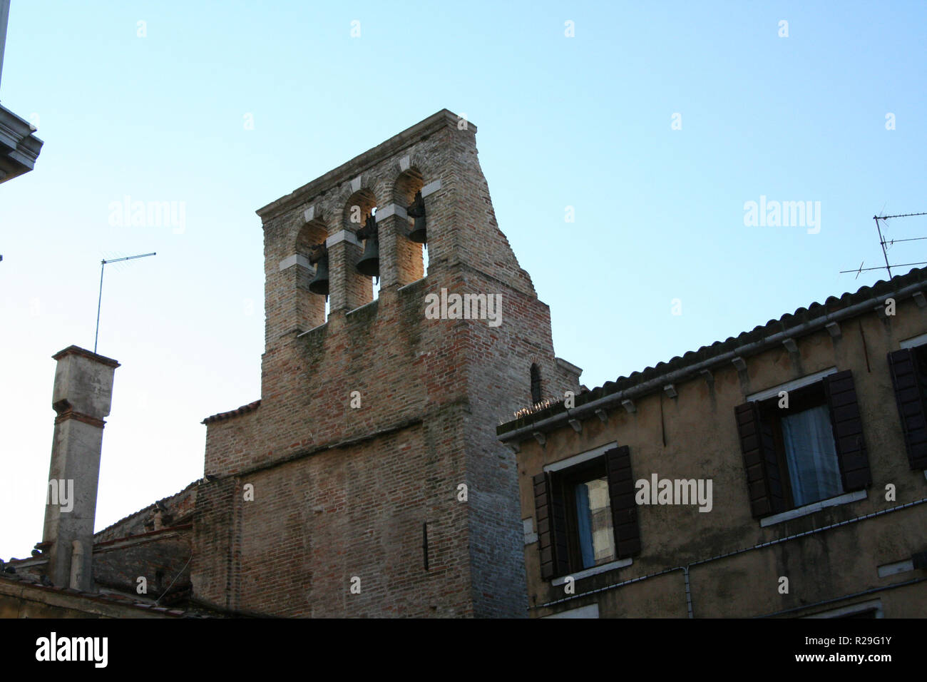 Venice, a partially collapsed small bell tower Stock Photo - Alamy