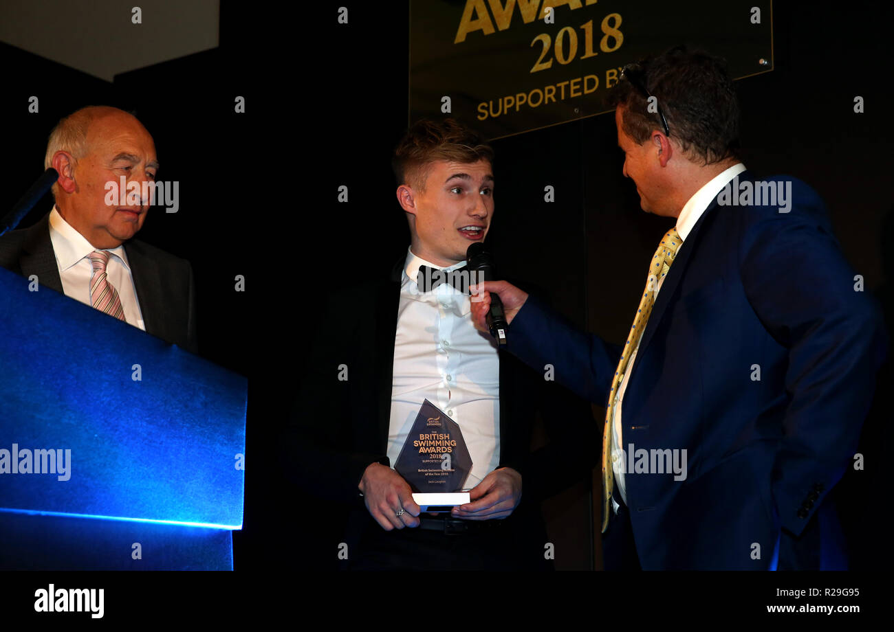 British Swimming athlete of the year winner Jack Laugher with presenter ...
