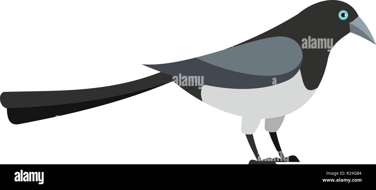 Standing magpie icon. Flat illustration of standing magpie vector icon ...