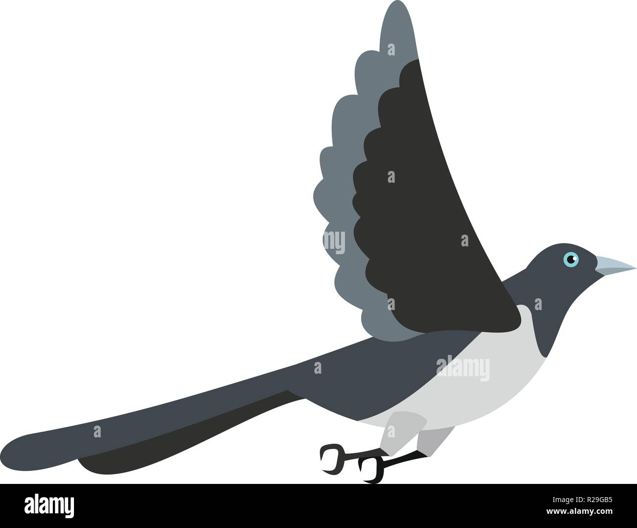 Flying magpie icon. Flat illustration of flying magpie vector icon for ...
