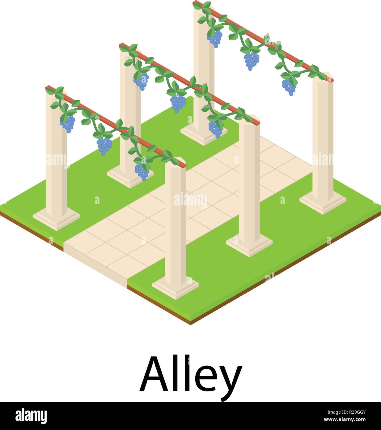 Alley icon. Isometric illustration of alley vector icon for web Stock ...