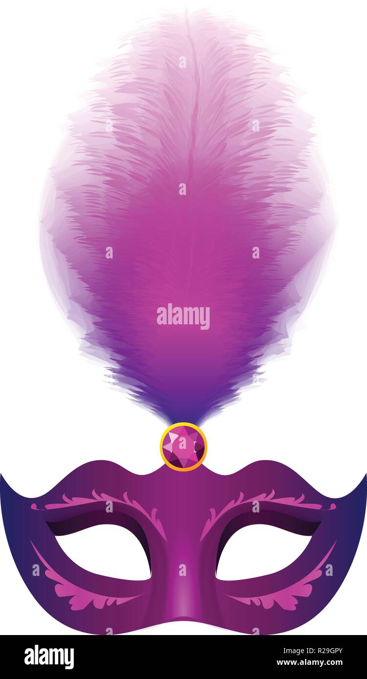 Feather mask icon. Realistic illustration of feather mask vector icon ...