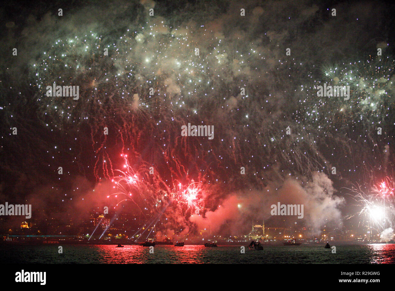 29 October celebrations at Bosphorus in Istanbul, Turkey Stock Photo ...