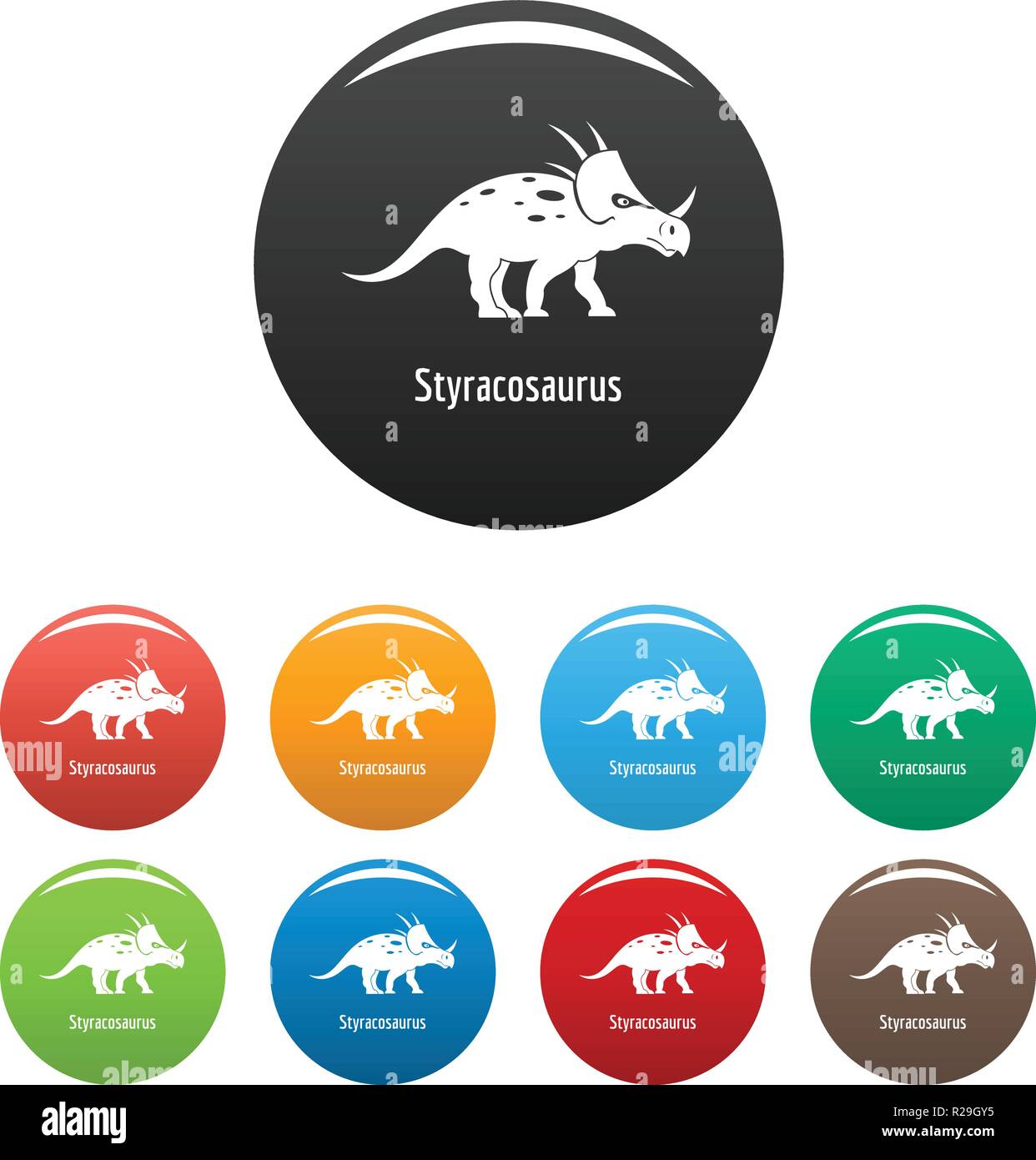 Styracosaurus icon. Simple illustration of styracosaurus vector icons set color isolated on ...