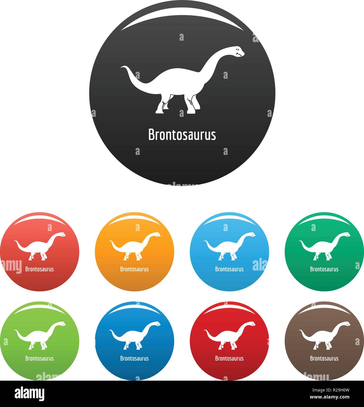 Brontosaurus icon. Simple illustration of brontosaurus vector icons set color isolated on white ...