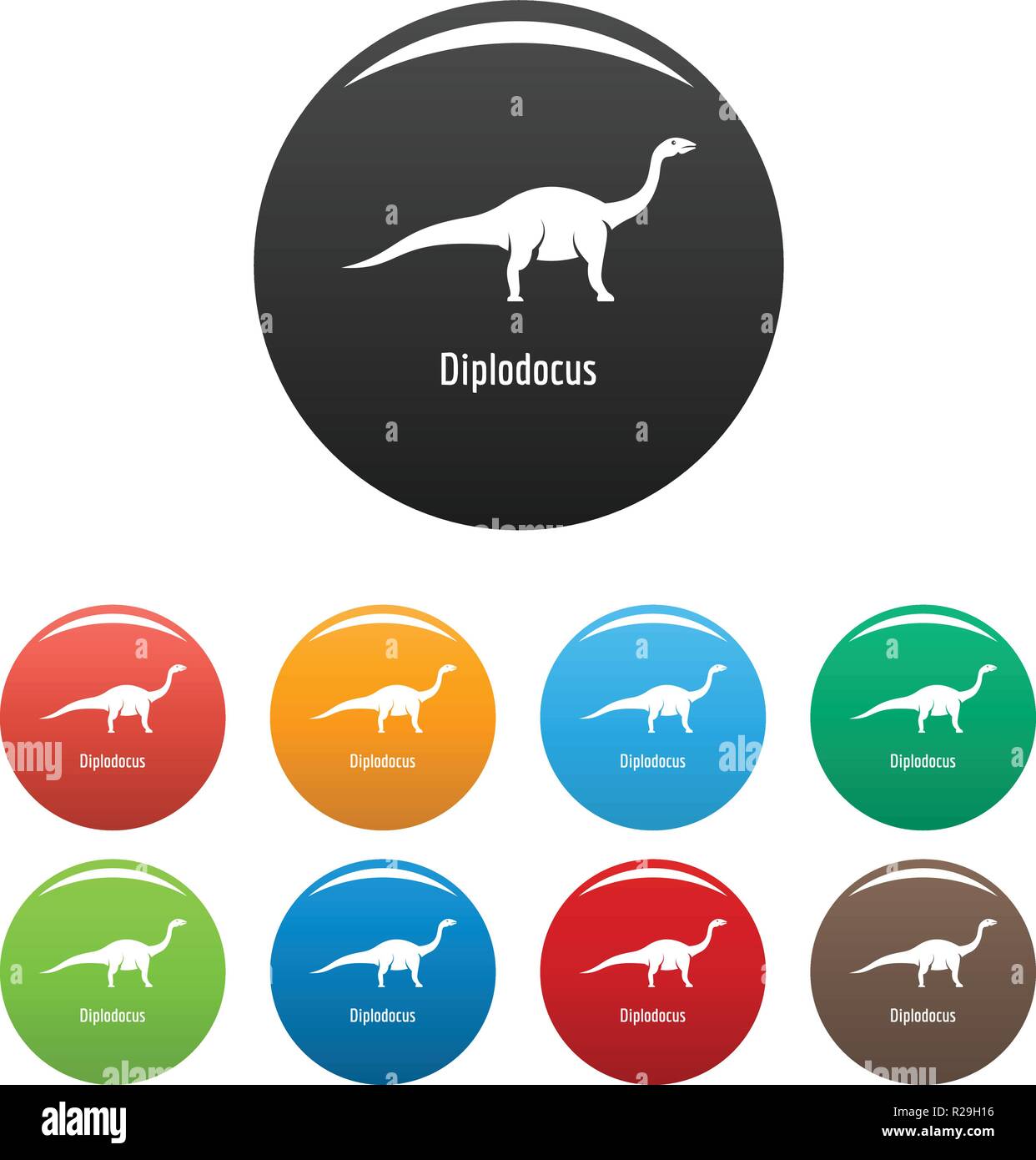 Diplodocus icon. Simple illustration of diplodocus vector icons set ...
