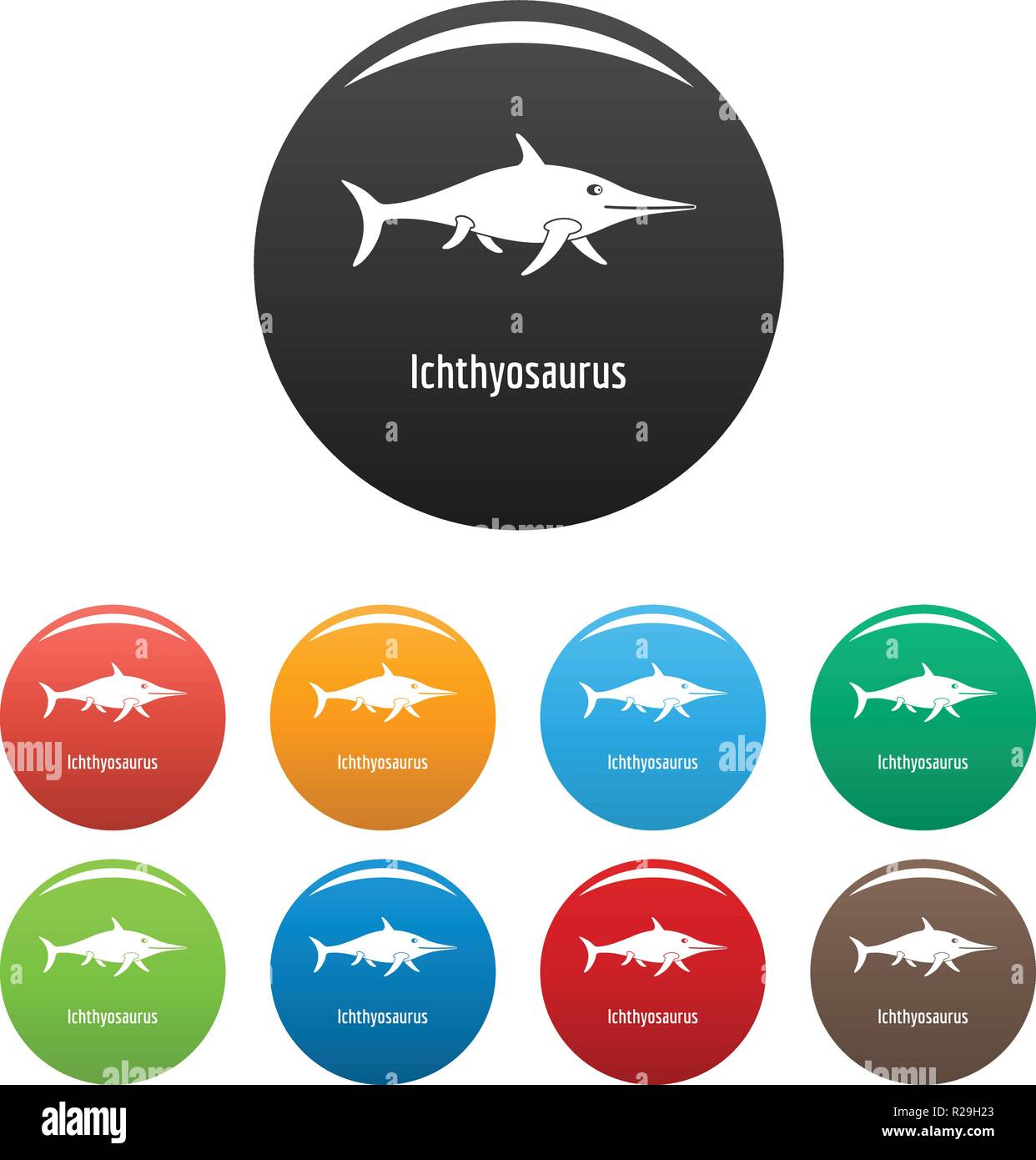 Ichthyosaurus icon. Simple illustration of ichthyosaurus vector icons ...