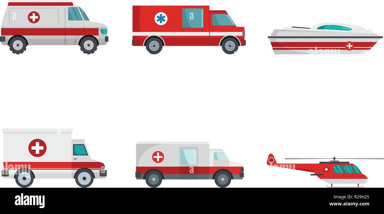 Ambulance transport banner concept set. Flat illustration of 3 ...