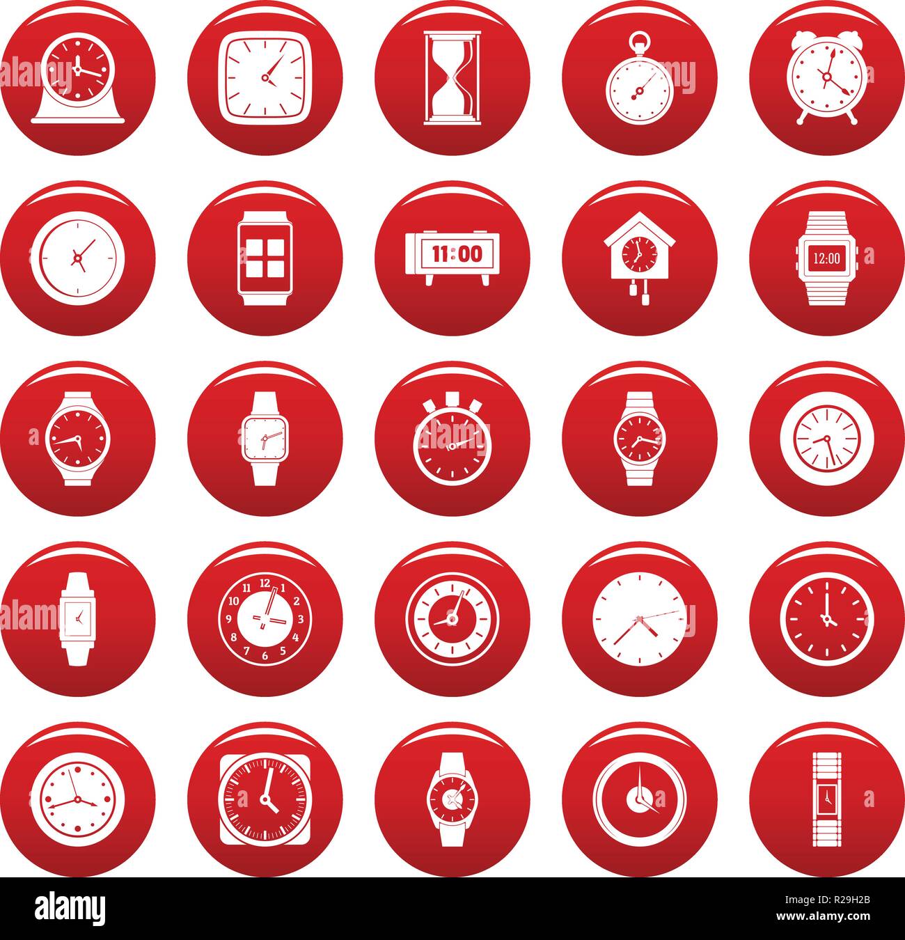 Time and clock icons set. Simple illustration of 25 time clock vector ...