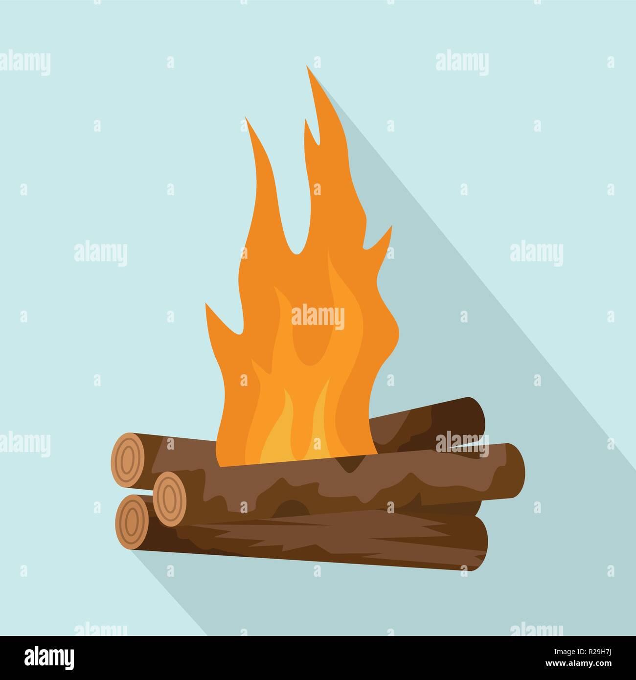 Log cabin fire icon. Flat illustration of log cabin fire vector icon ...