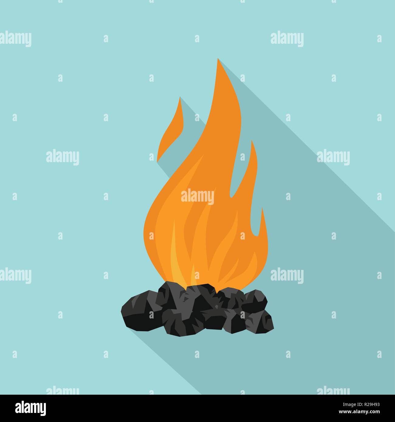 Coal fire icon. Flat illustration of coal fire vector icon for web ...