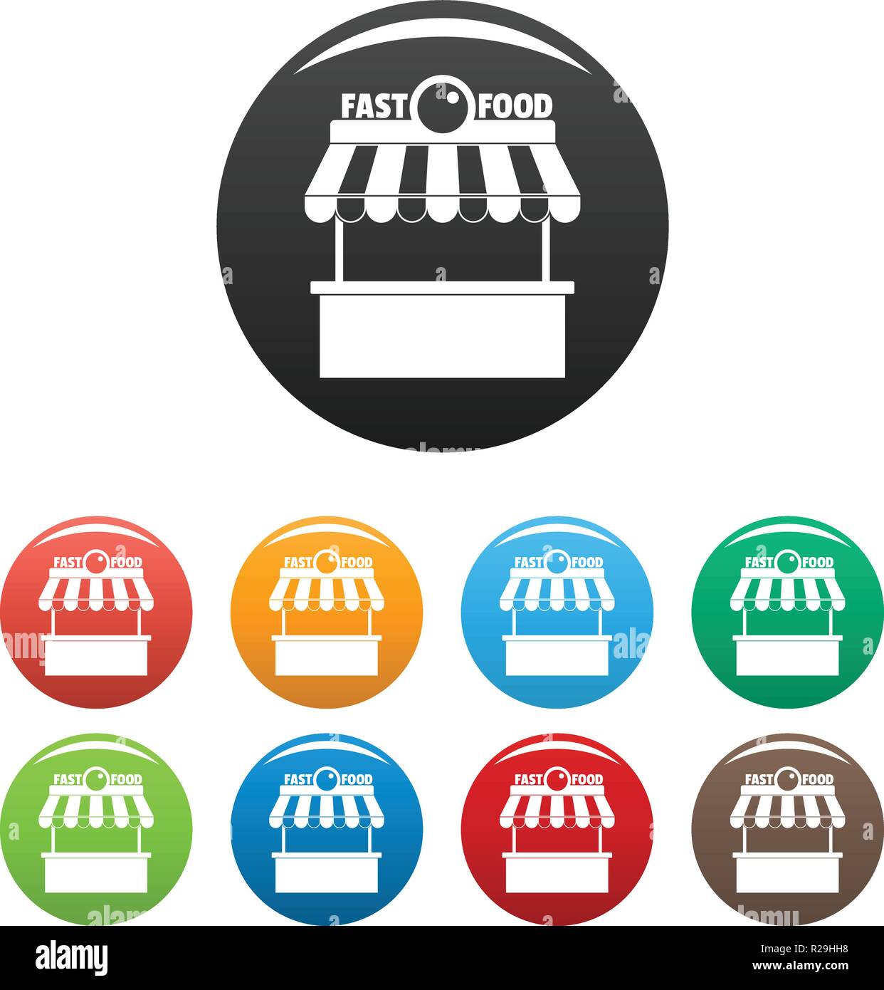 Fast food icon. Simple illustration of fast food vector icons set color ...