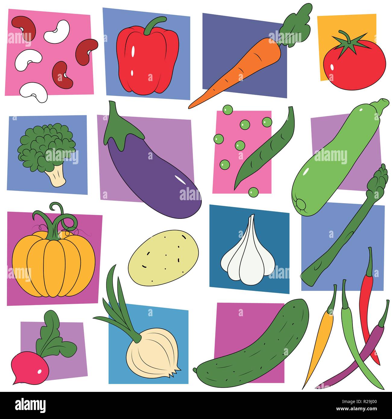 Colorful vegetables pattern set Stock Vector Image & Art - Alamy