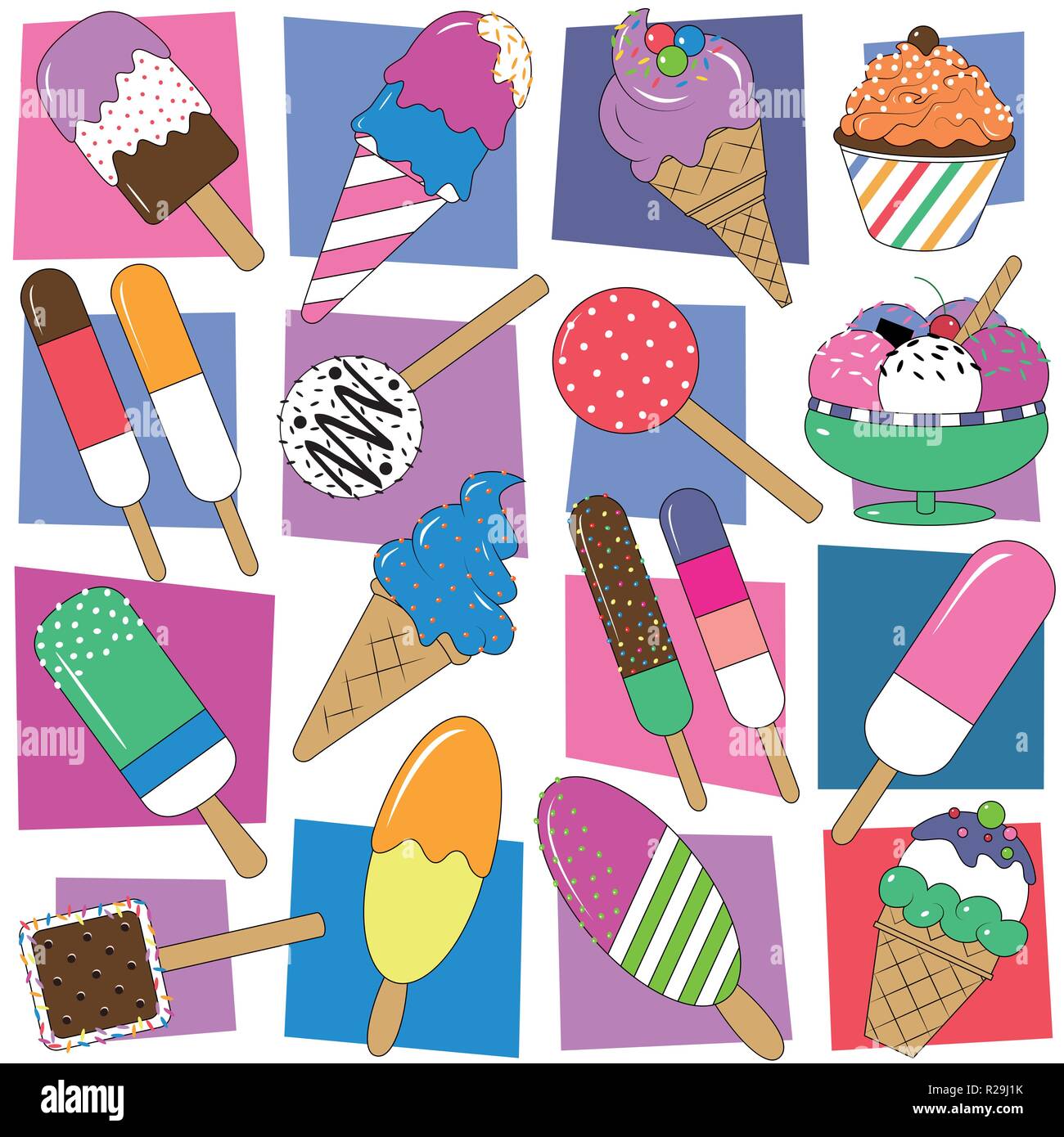 Colorful Ice cream pattern on white background Stock Vector Image & Art ...