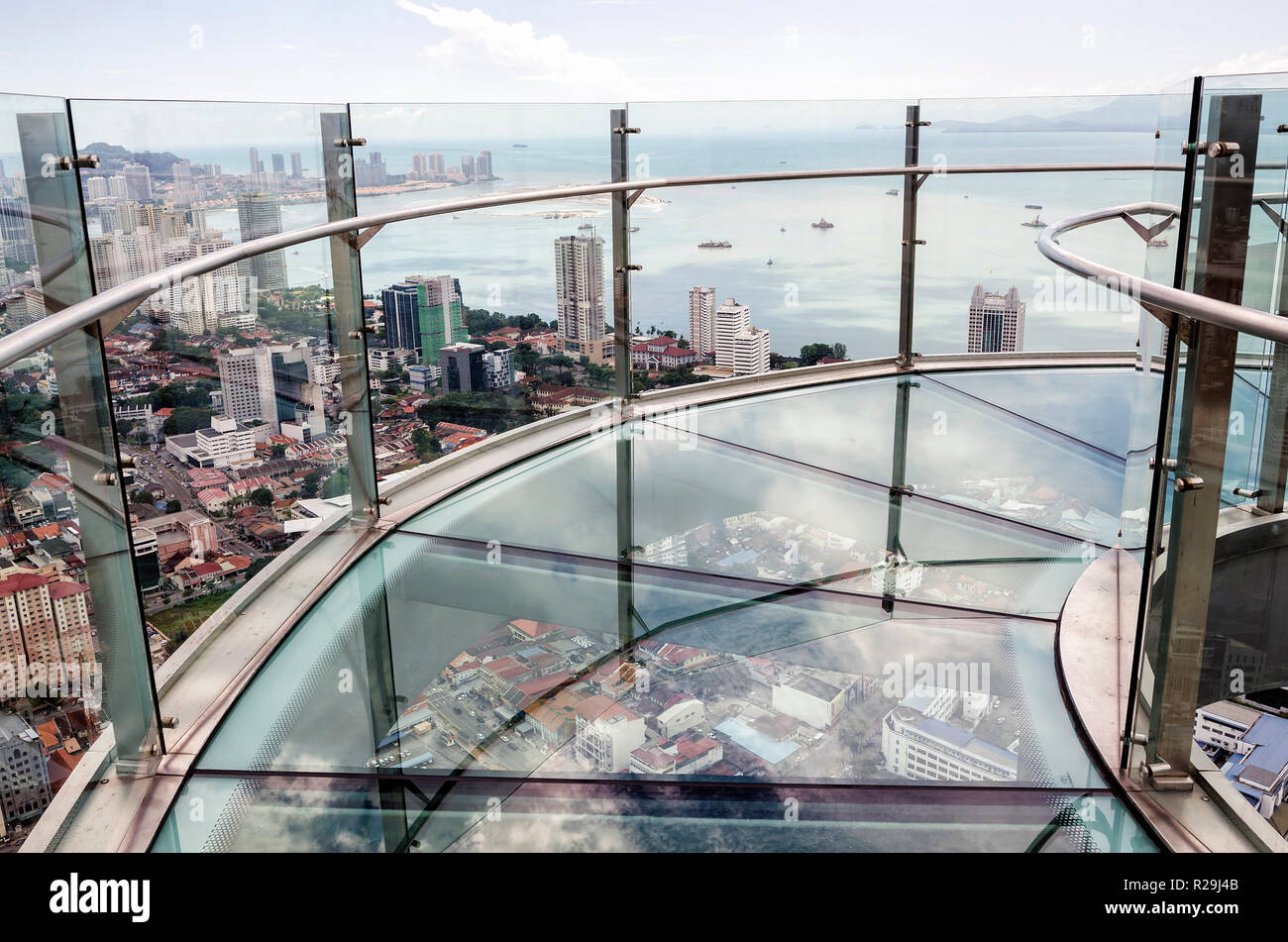 Penang, Malaysia - Jun 27, 2017: Skywalk with transparent glass floor ...