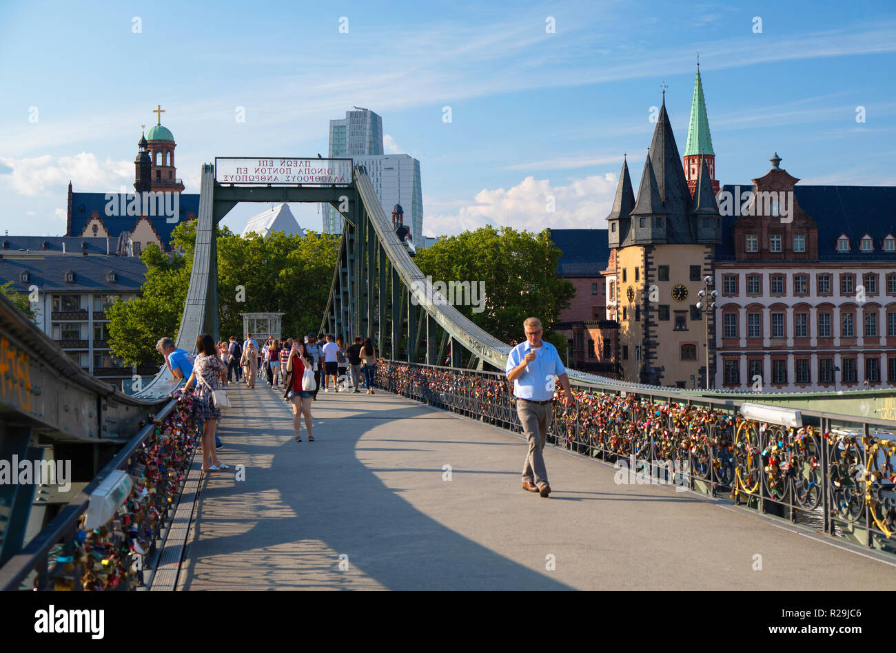 People on Iron Bridge, Frankfurt, Hesse, Germany Stock Photo - Alamy
