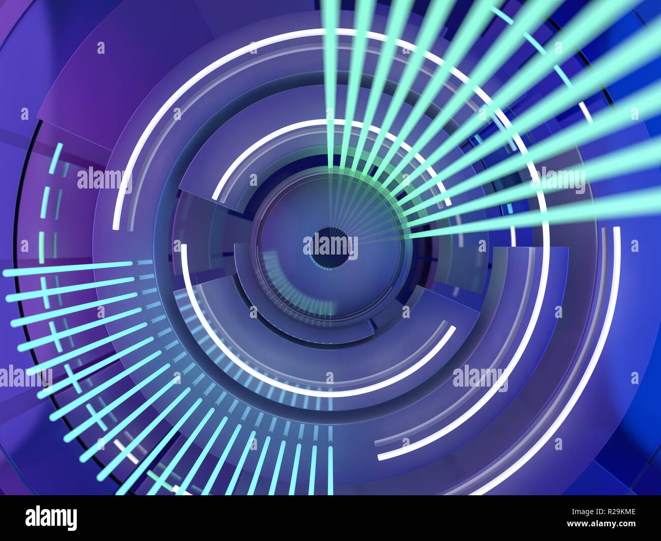 Abstract dark technical background or glass eye. 3D rendering Stock ...