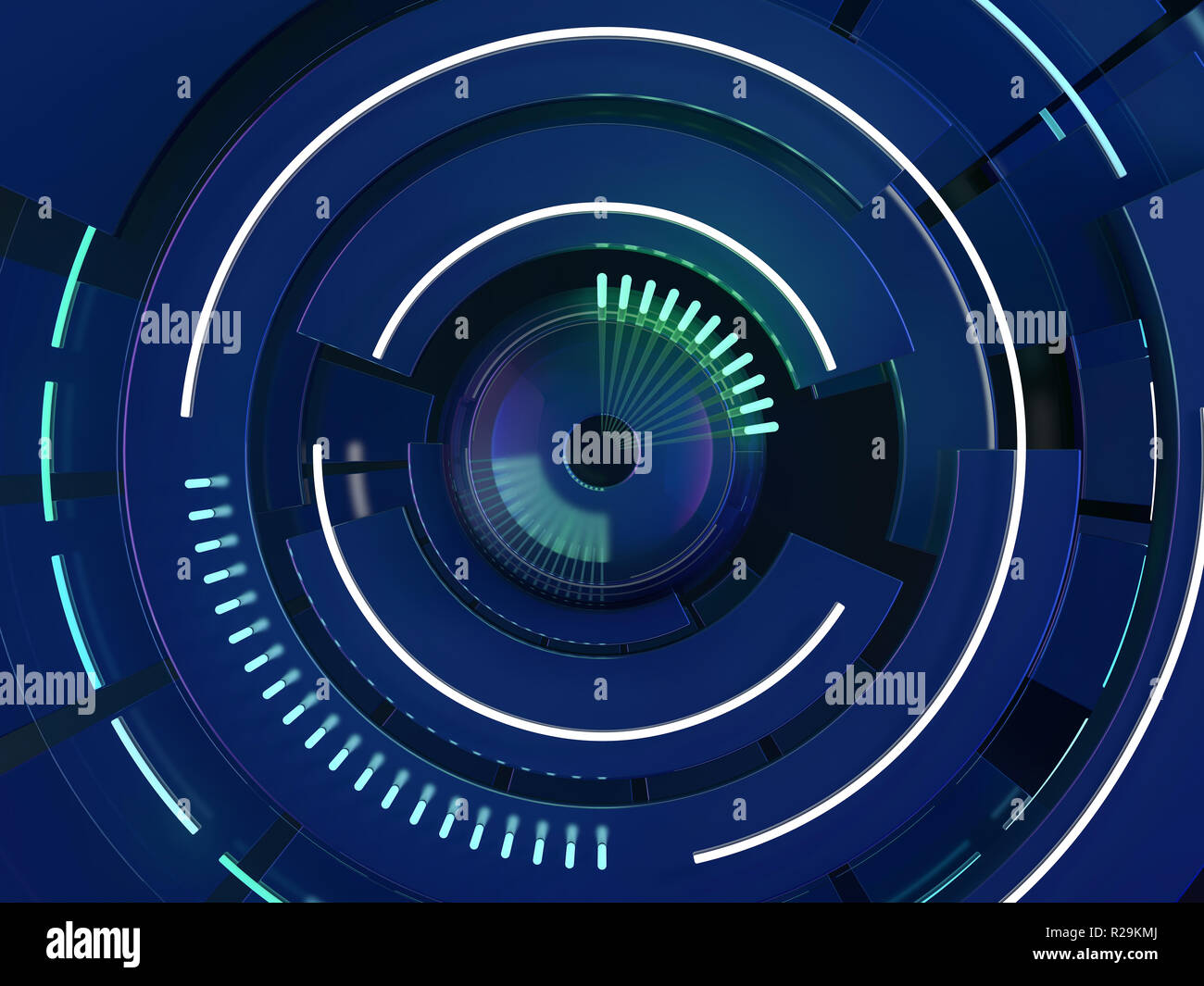 Abstract dark technical background or glass eye. 3D rendering Stock ...